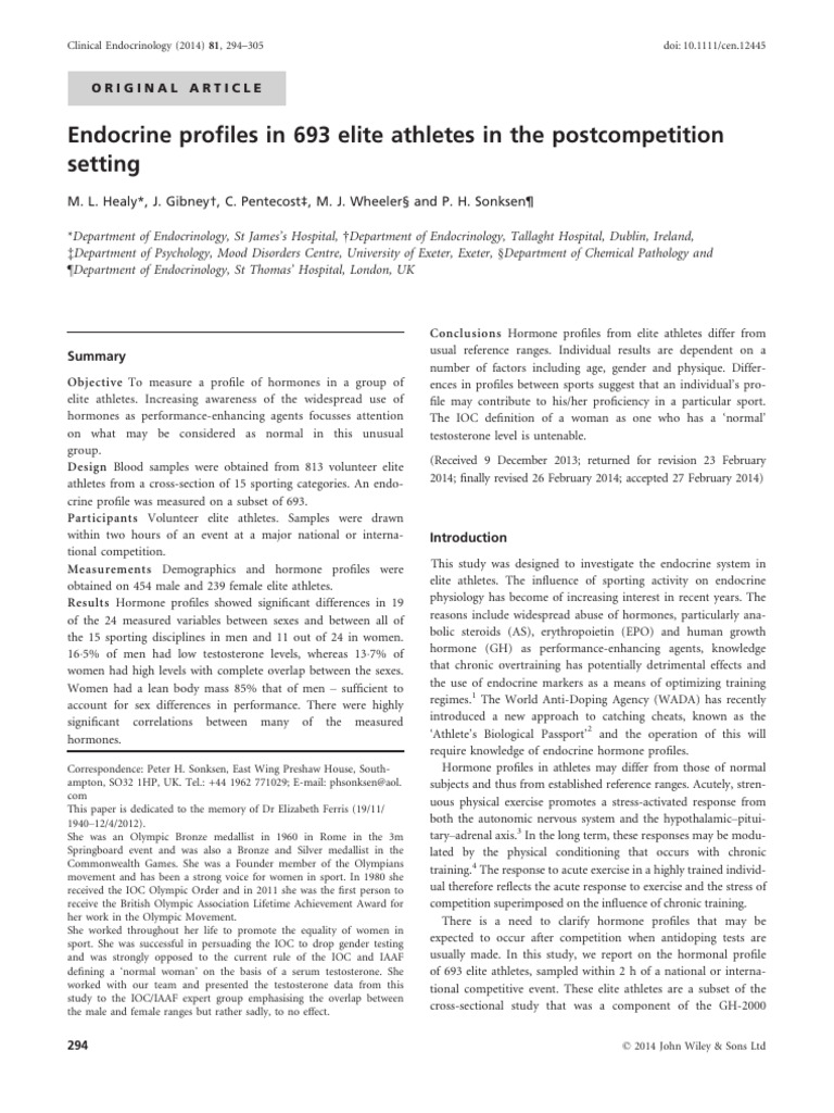 Endocrine profiles in Elite Athletes-1 | PDF