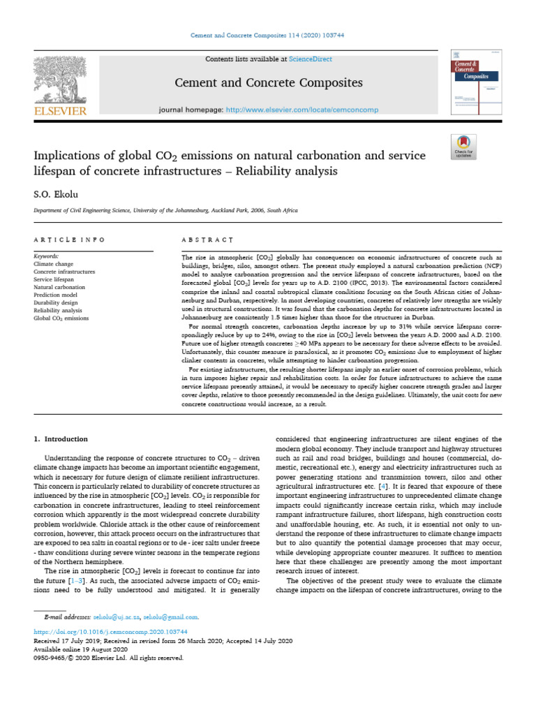 Implications of Global CO2 Emissions On Natural Carbonation and Service ...