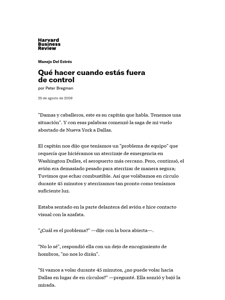 Qué Hacer Cuando Estás Fuera de Control | PDF