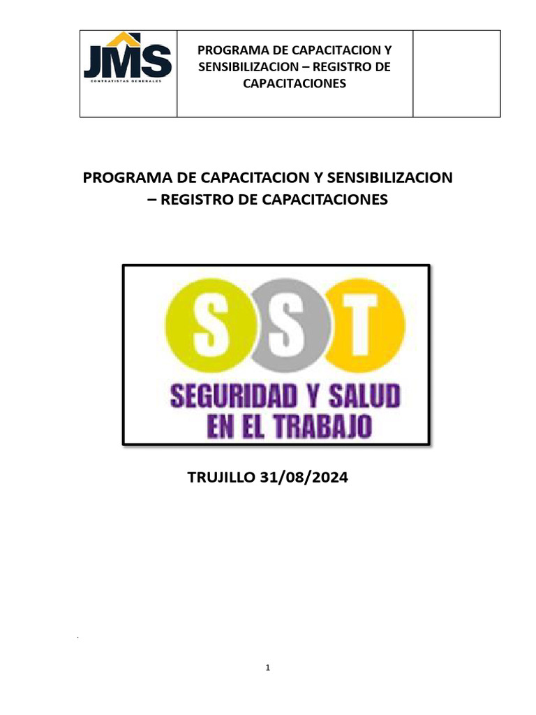 Capacitación en Seguridad Laboral JMS | PDF | Seguridad y salud ocupacional