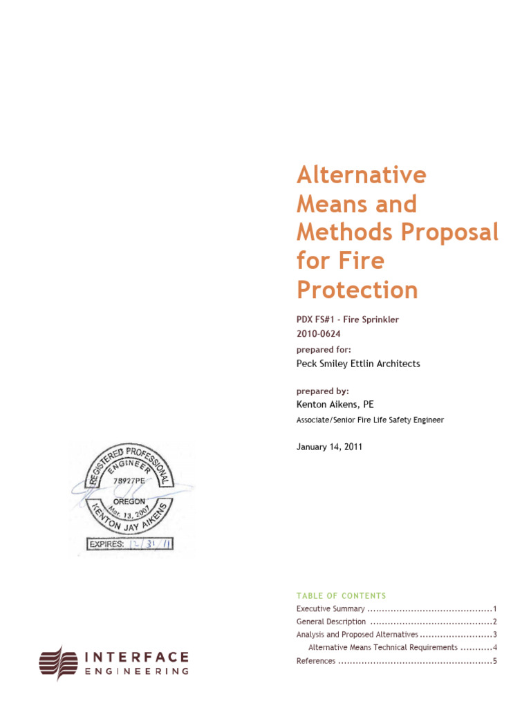 Alternative Methods Proposal of Fire Protection | PDF | Fire Sprinkler ...