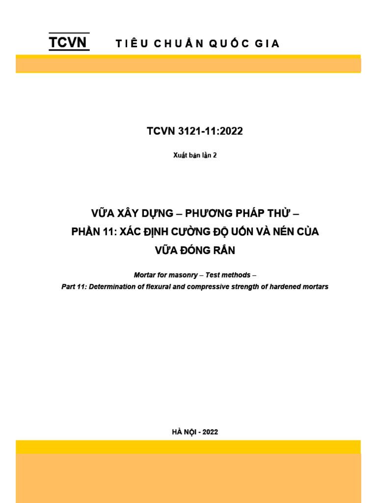 TCVN 3121-11-2012 - Vua Xay Dung - Xac Dinh Cuong Do Uon, Nen Mau | PDF