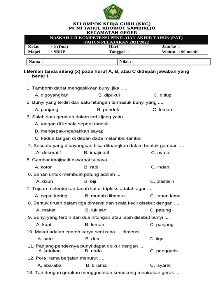 2 SBDP Pat Genap Ta 2022 - 2023 | PDF