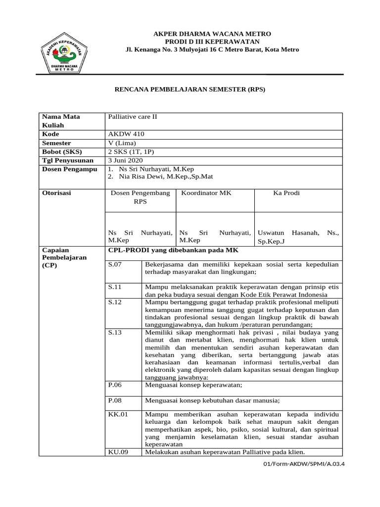 RPS Paliatif II 2020 | PDF