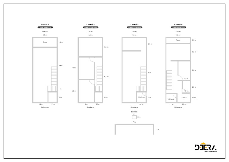 Contoh Denah Ruko 4 LT | PDF