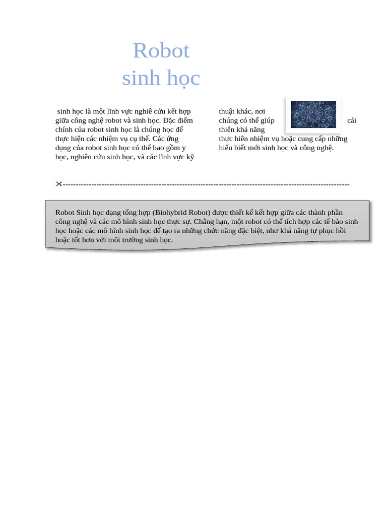 sinh học là một lĩnh vực nghiê cứu kết hợp giữa công nghệ robot và sinh học | PDF