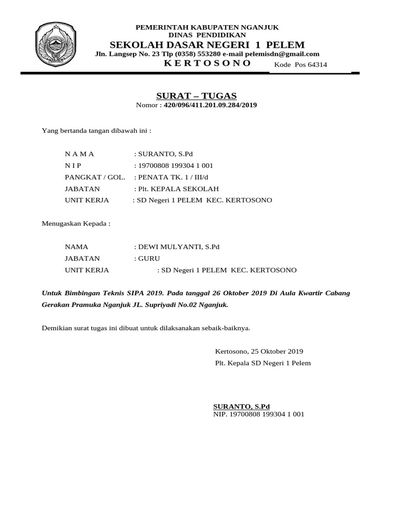 Surat Tugas Sipa | PDF
