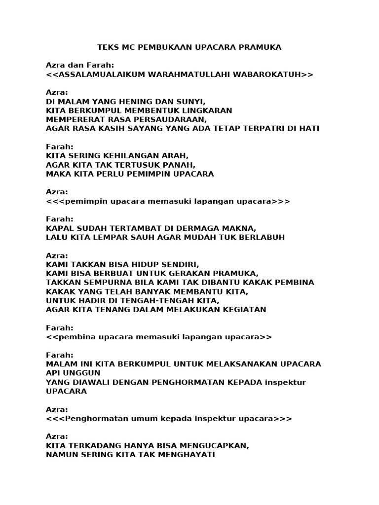 TEKS MC UPACARA Unggun PRAMUKA | PDF