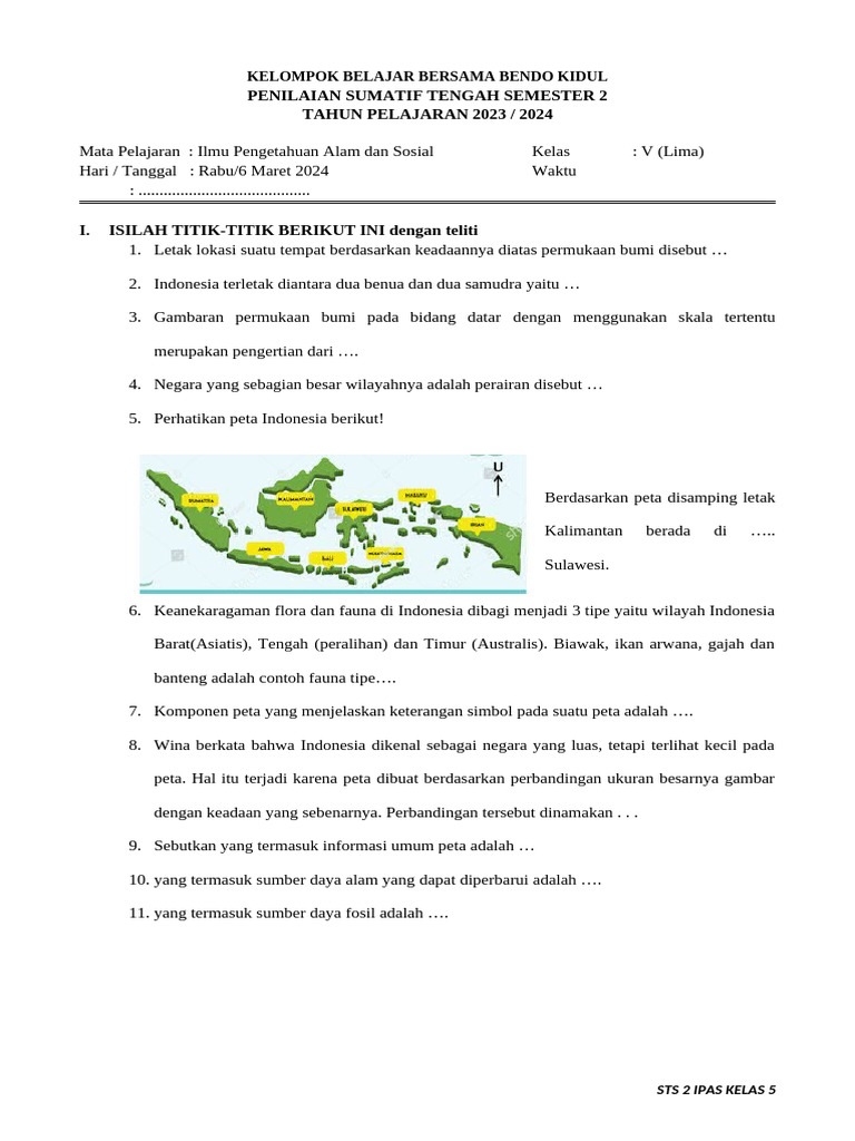 SOAL IPAS GENAP Kls 5 | PDF