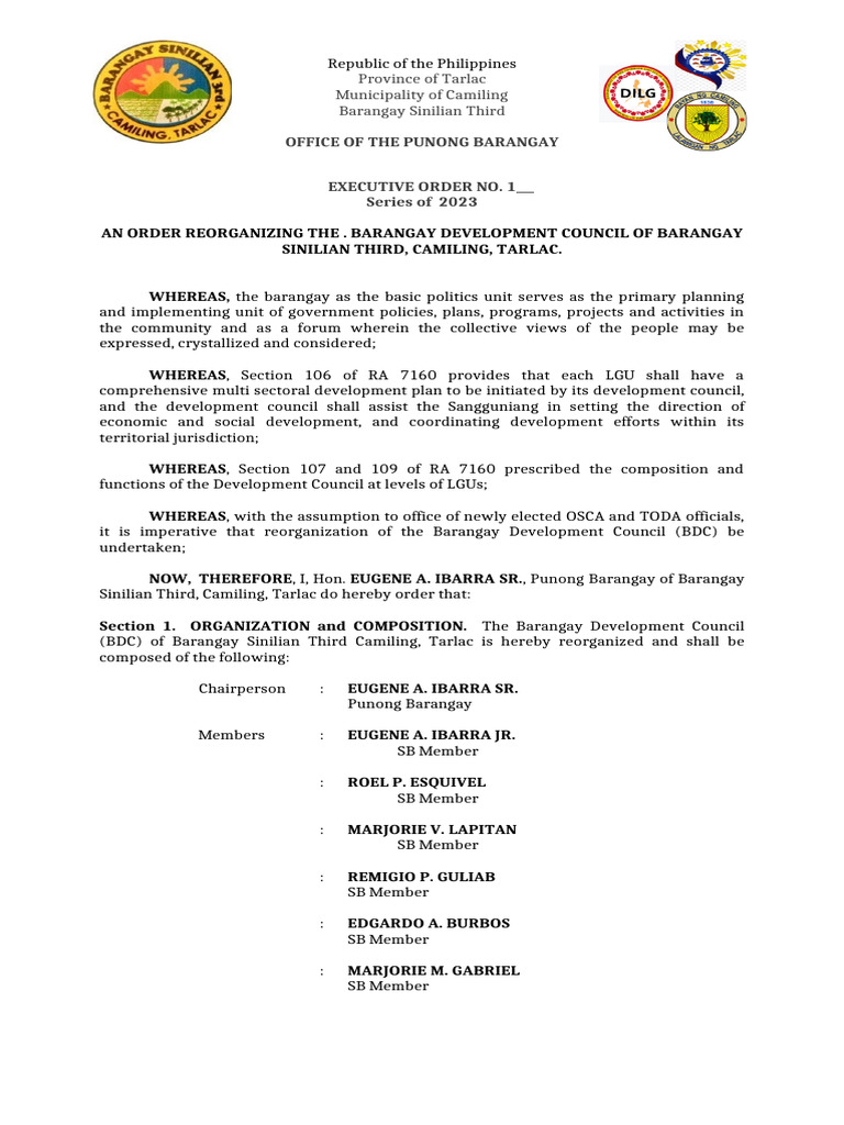 Barangay Development Council | PDF