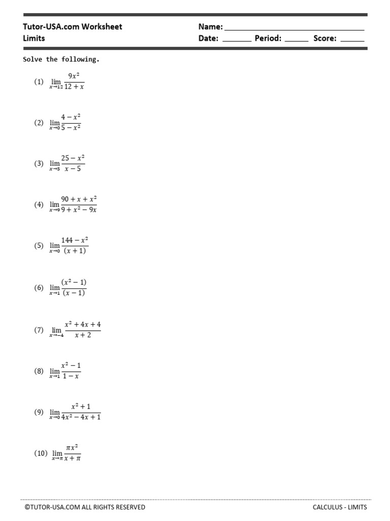 Calc Od2 Limits1 | PDF