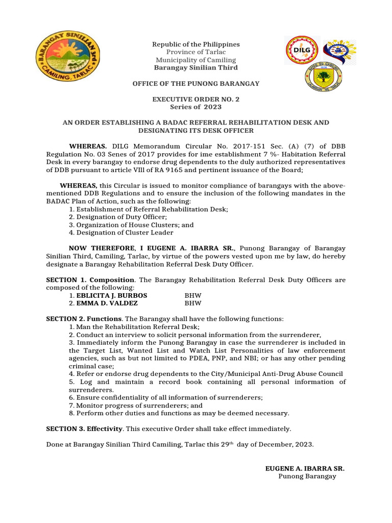 Badac Referral Rehabilitation Desk and Designating Its Desk Officer | PDF