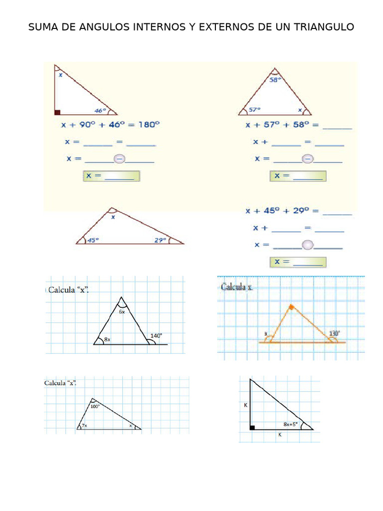 Suma de Angulos Internos de Un Triangulo | PDF