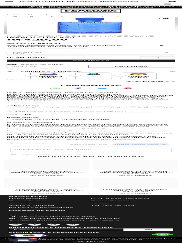 Nightflight de Joop! Masculino (Raro) - Decant | PDF