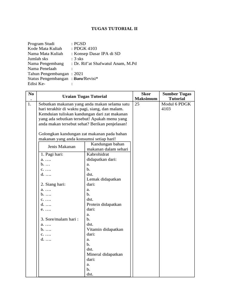 TUGAS TUTORIAL II Konsep Dasar IPA | PDF