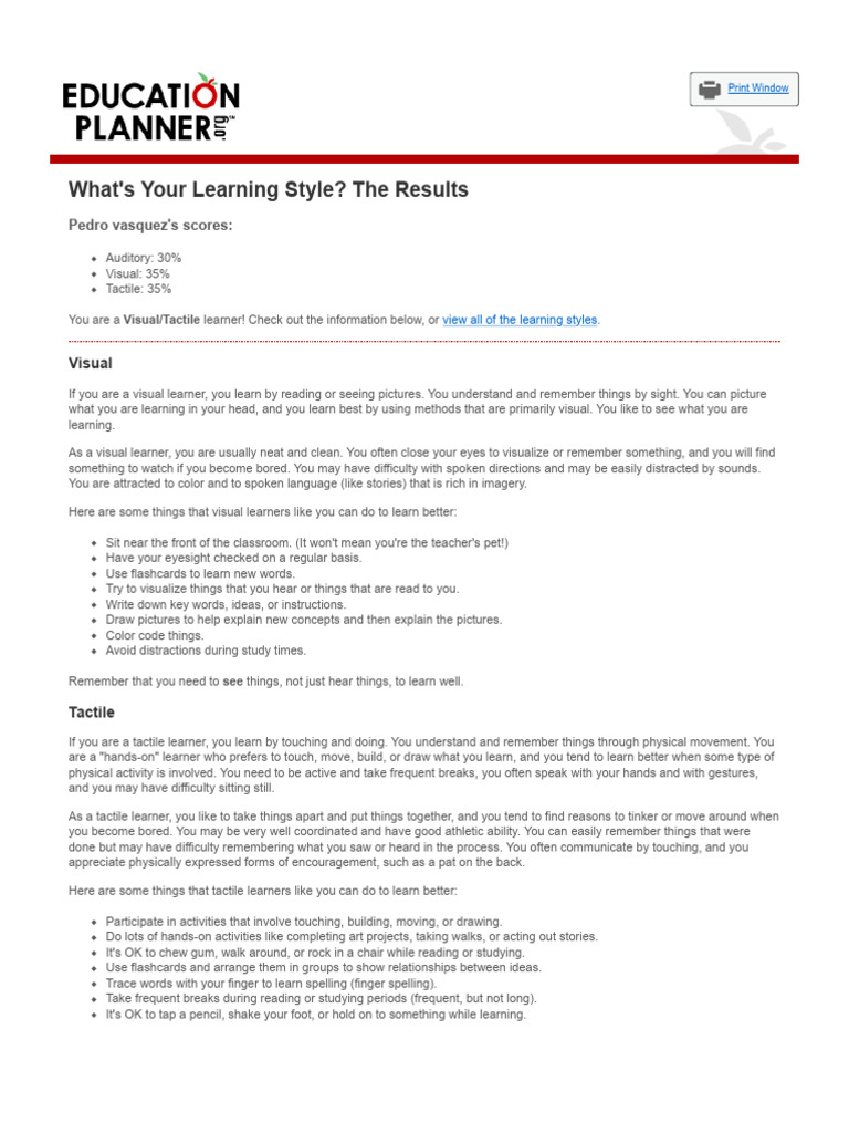What's Your Learning Style? The Results | PDF