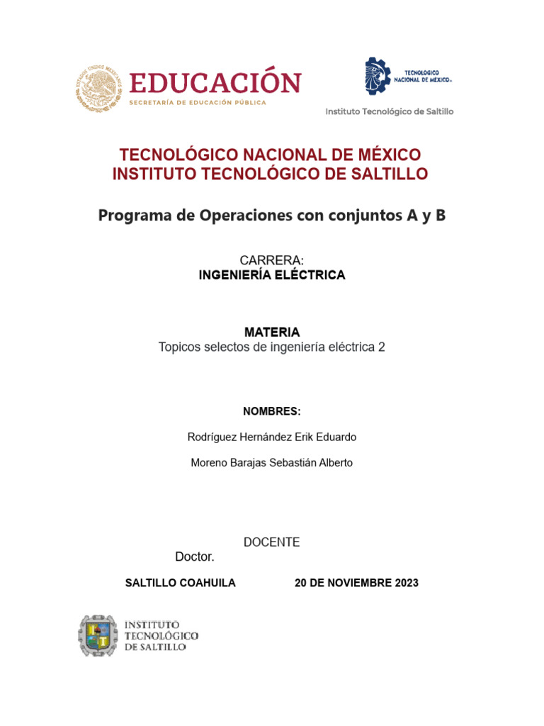 Programa de Operaciones Con Conjuntos A y B | PDF