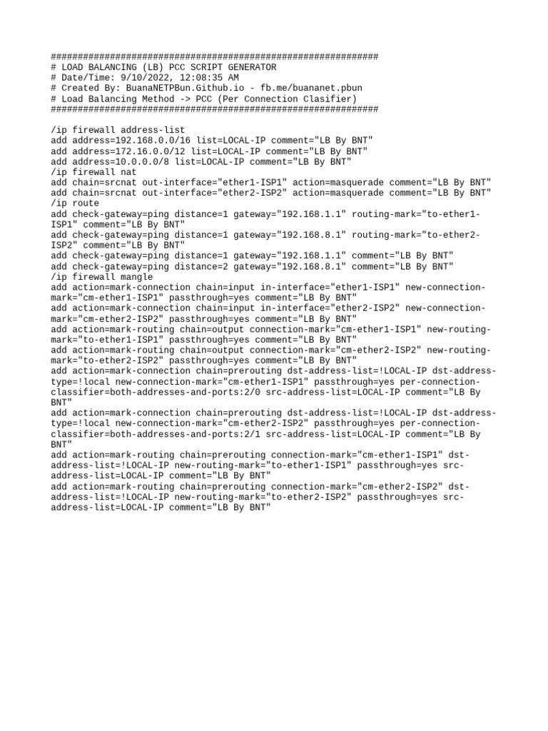 Scipt Load Balance PCC 2isp | PDF