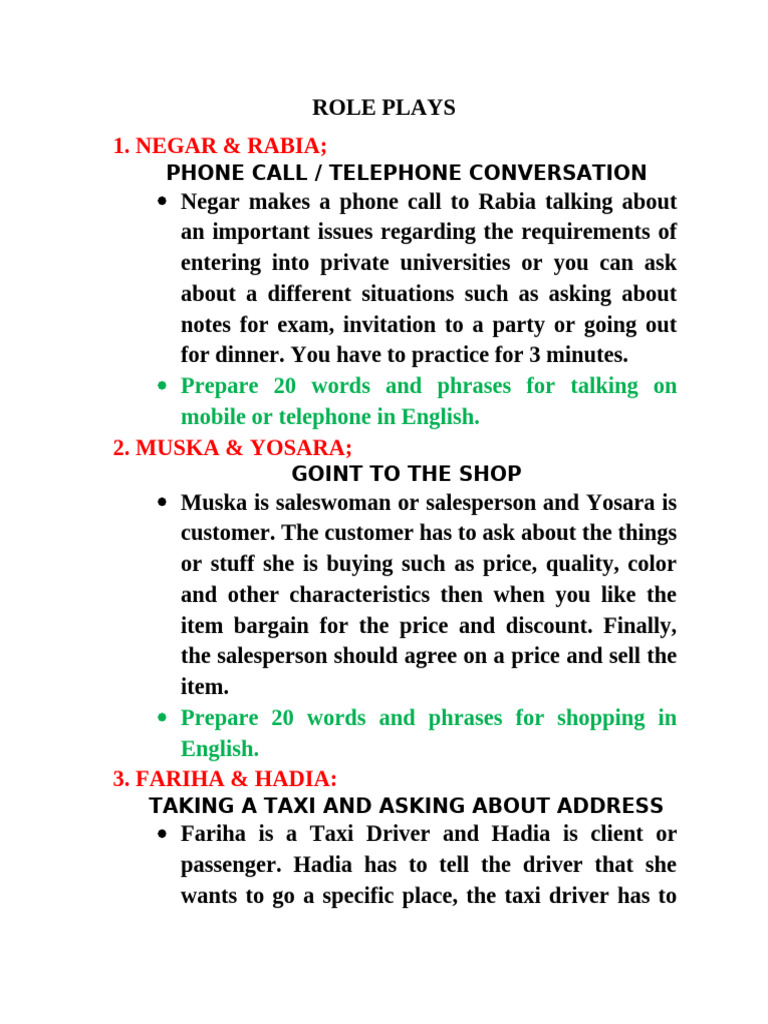 Role Plays | PDF