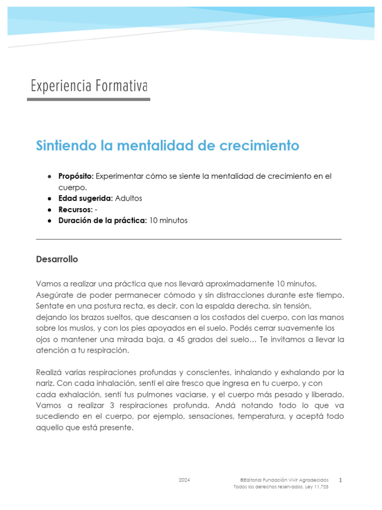 Sintiendo La Mentalidad de Crecimiento | PDF | Sicología