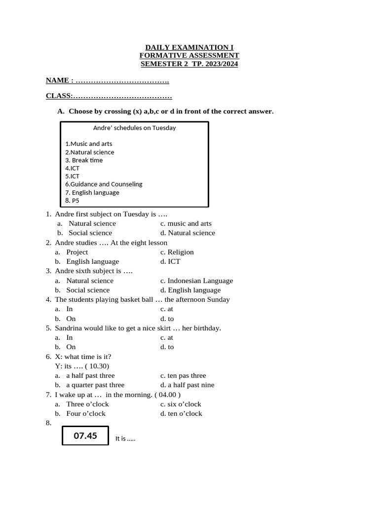 DAILY EXAMINATION I | PDF