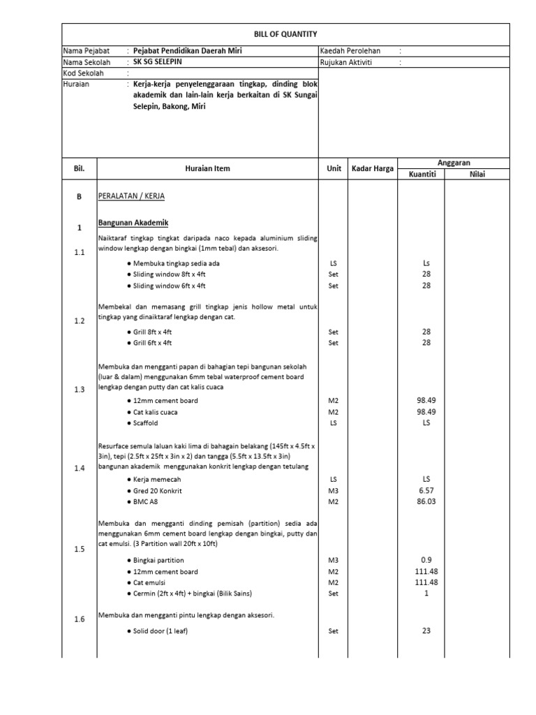 Jadual Harga B08 | PDF