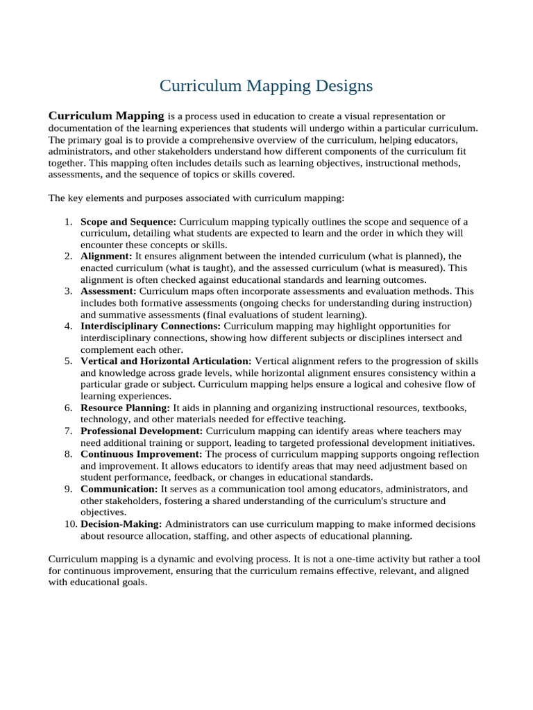 Curriculum Mapping | PDF