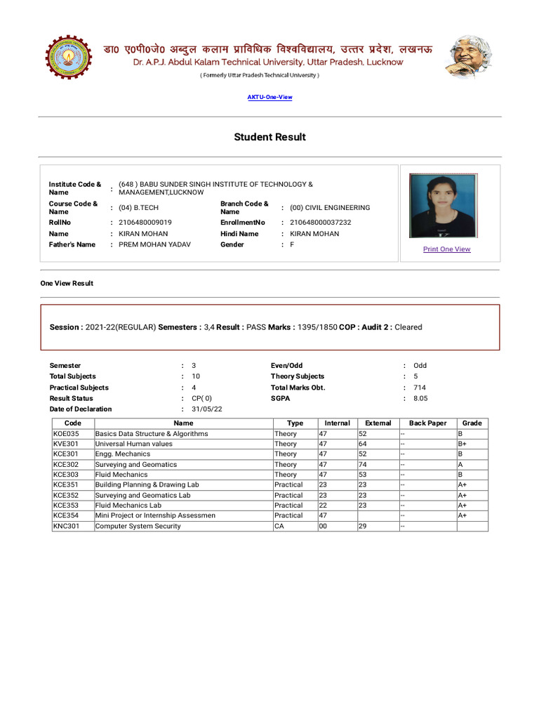Btech Result | PDF