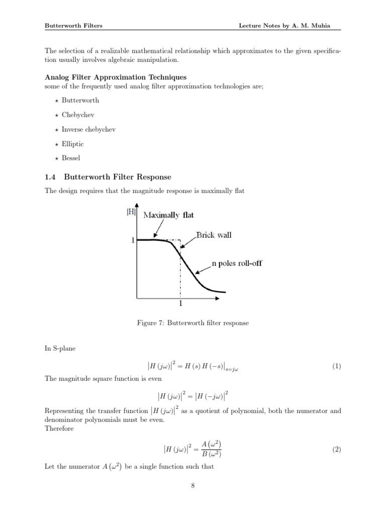 Filter Approximation Techniques | PDF