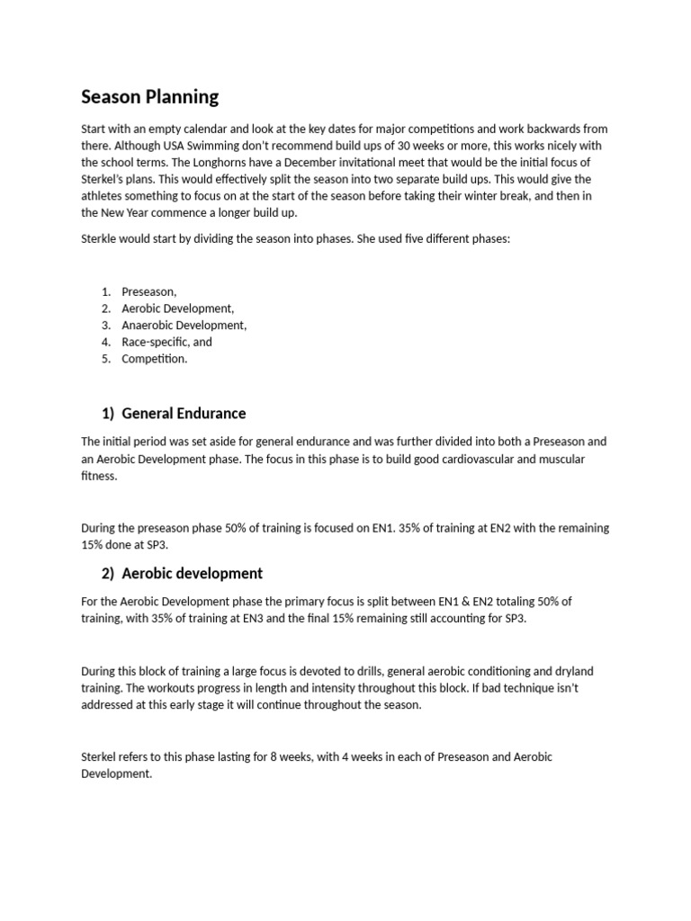 Season Planning Periodisation | PDF