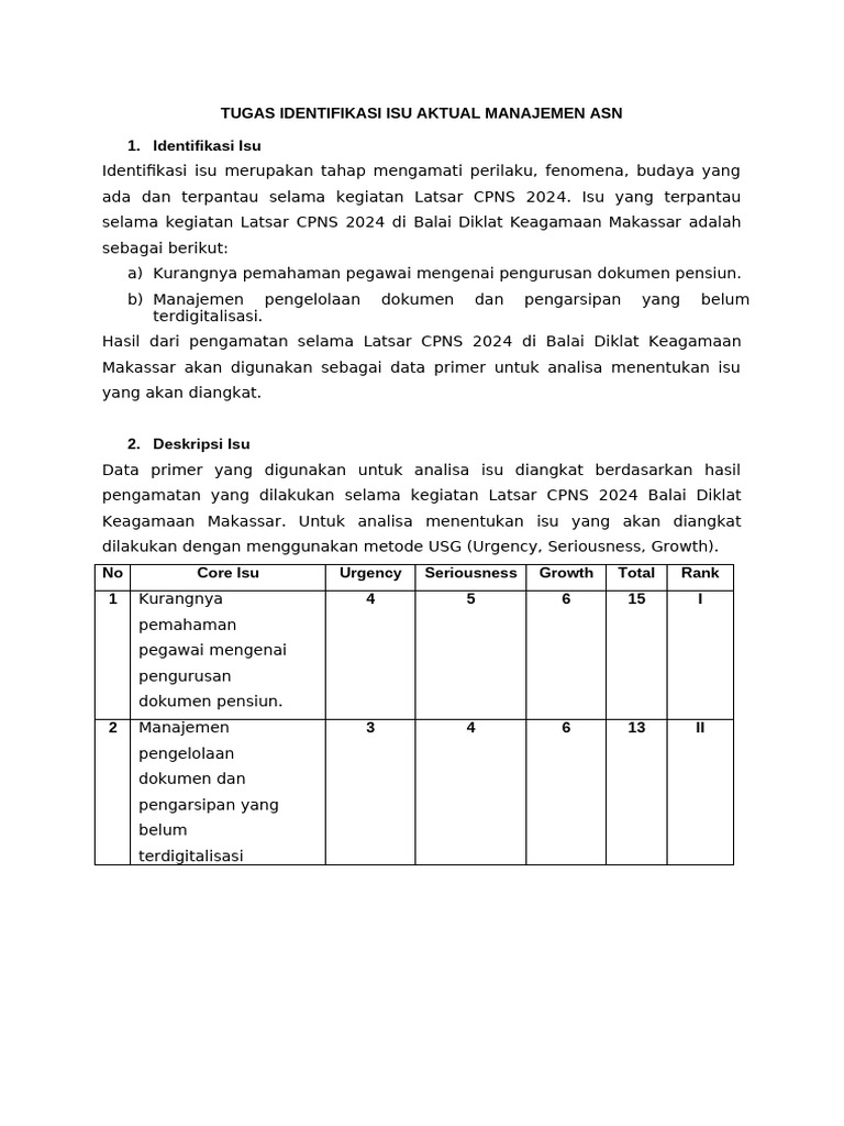 Tugas Identifikasi Isu Aktual Manajemen Asn Dan Pelayanan Publik | PDF