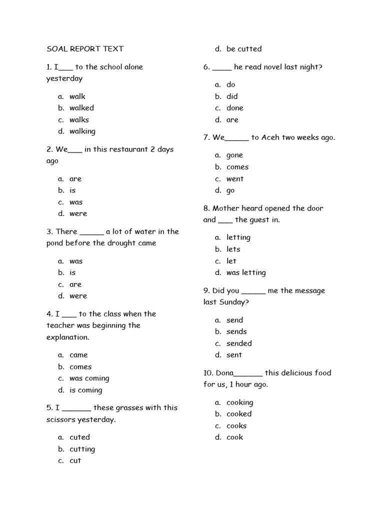 Soal Report Text New | PDF