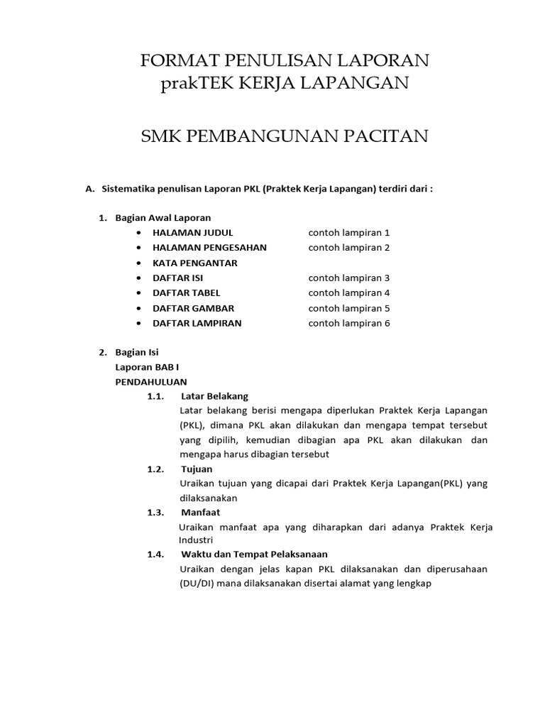 Format-Penulisan-Laporan-Pkl 23 | PDF