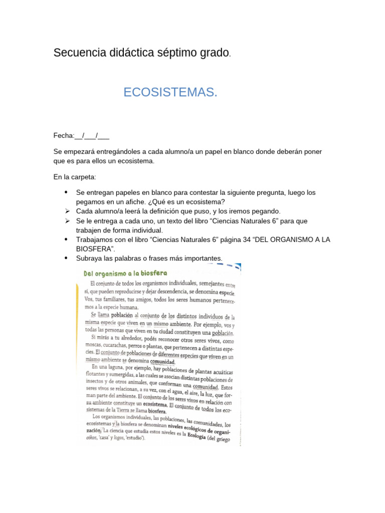 Ecosistemas y Cadenas Alimenticias 7° grado | PDF | Ecosistema ...