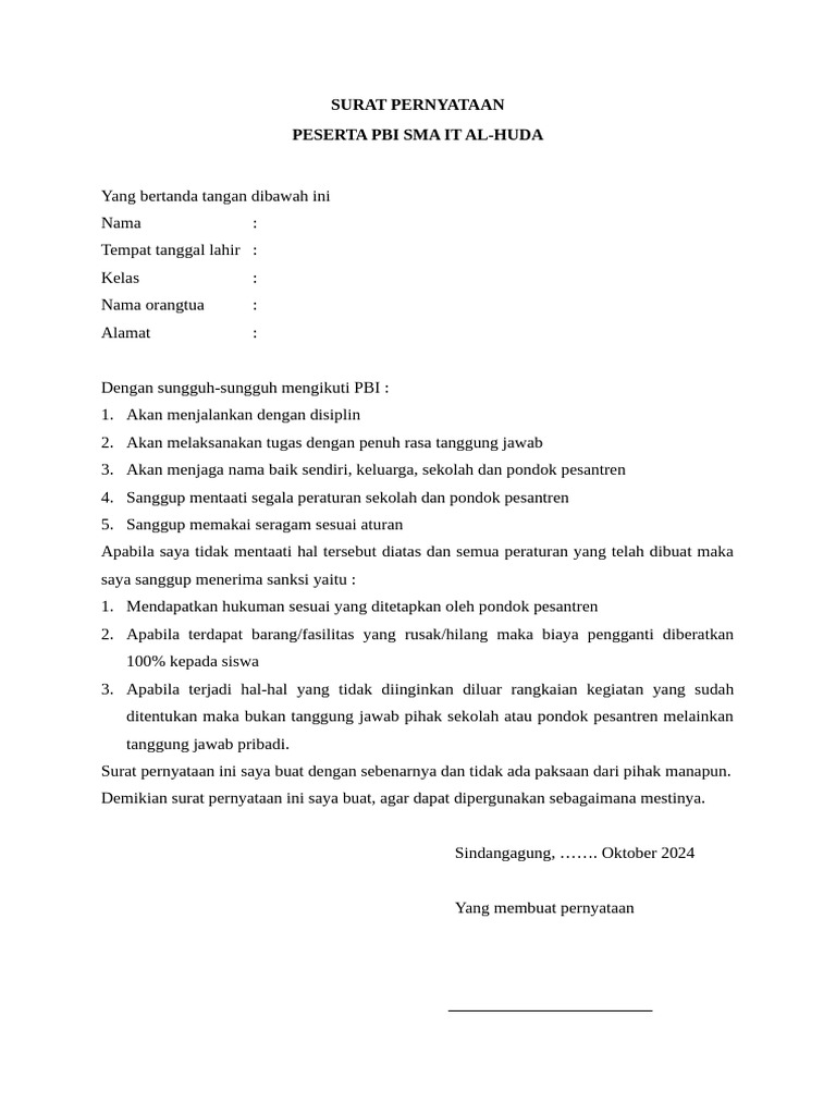 SURAT PERNYATAAN Pbi | PDF