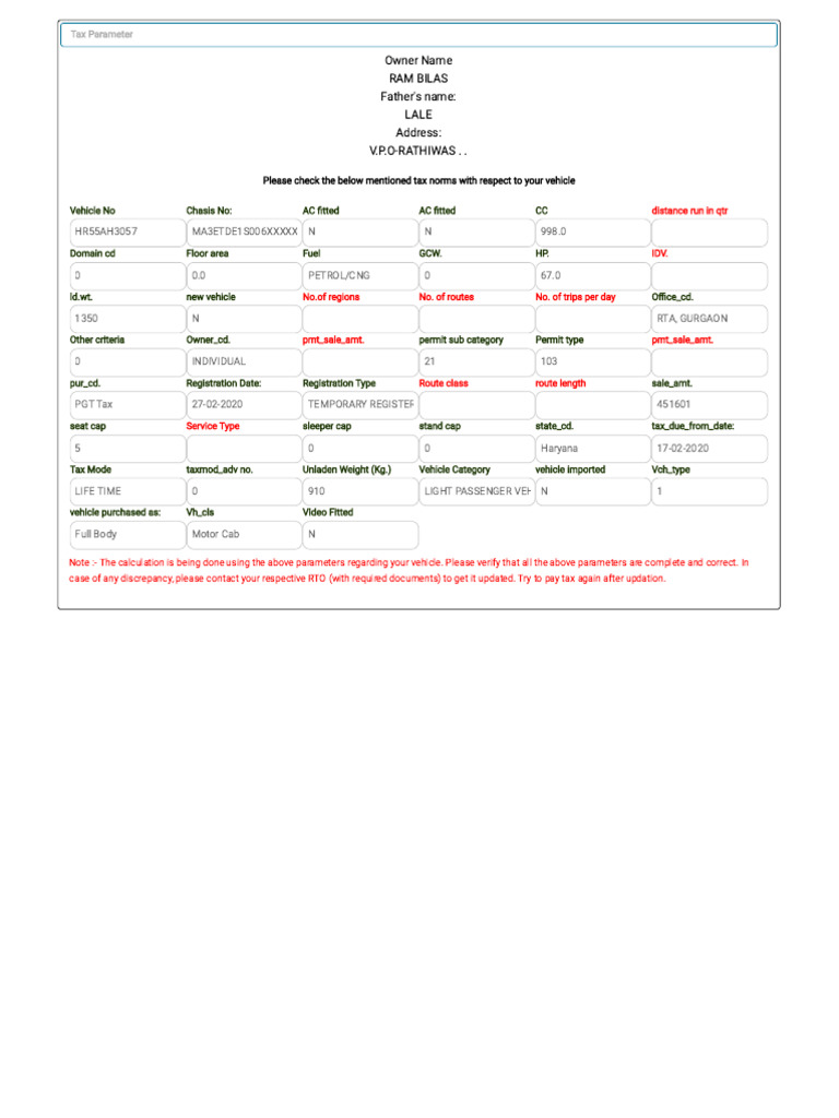 VAHAN 4.0 (Citizen Services) Onlineapp02 150 8013 | PDF