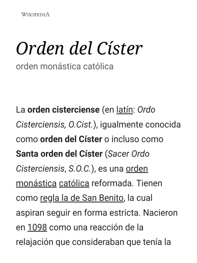 Orden Del Císter - Wikipedia, La Enciclopedia Libre | PDF | Monacato ...