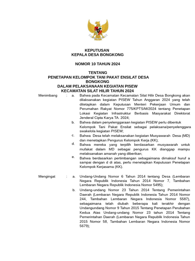Keputusan - No. 10 Penetapan Bersama Kkad 2024 | PDF
