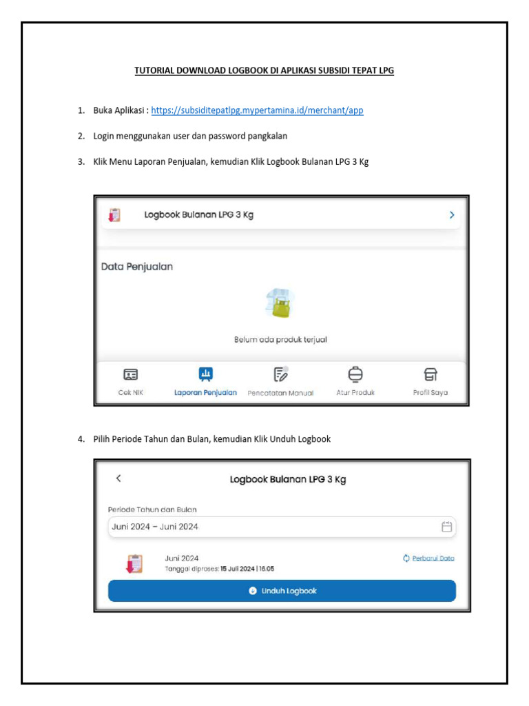 Tutorial Download Logbook Di Aplikasi Subsidi Tepat LPG | PDF