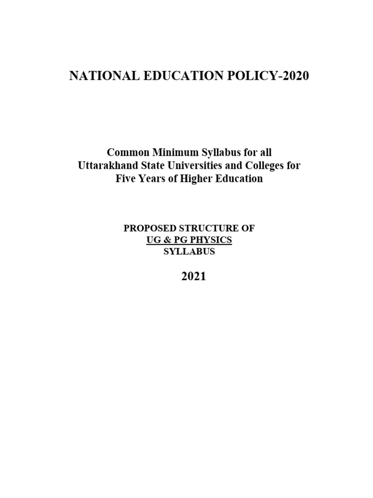 Physics Syllabus - Nep 2020 | PDF