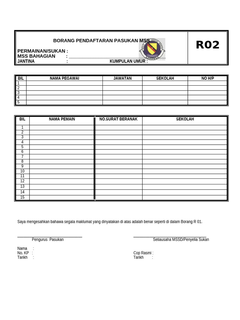 Borang Pendaftaran R02 | PDF