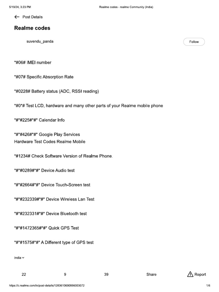 Realme Codes | PDF