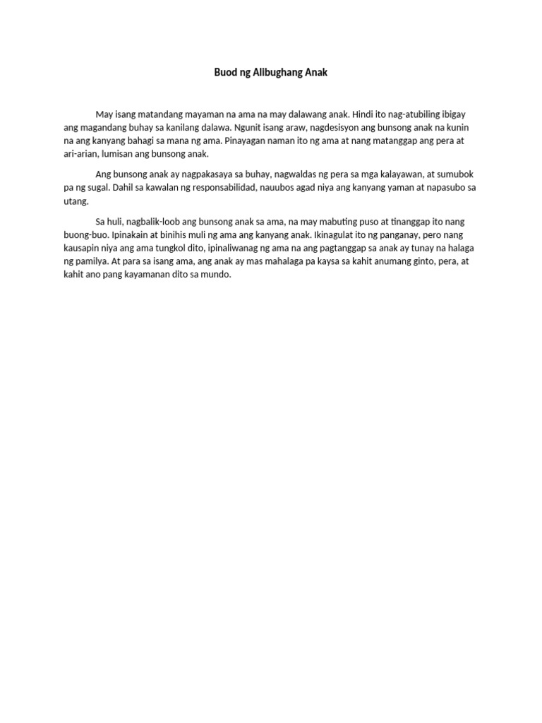 Buod NG Alibughang Anak | PDF