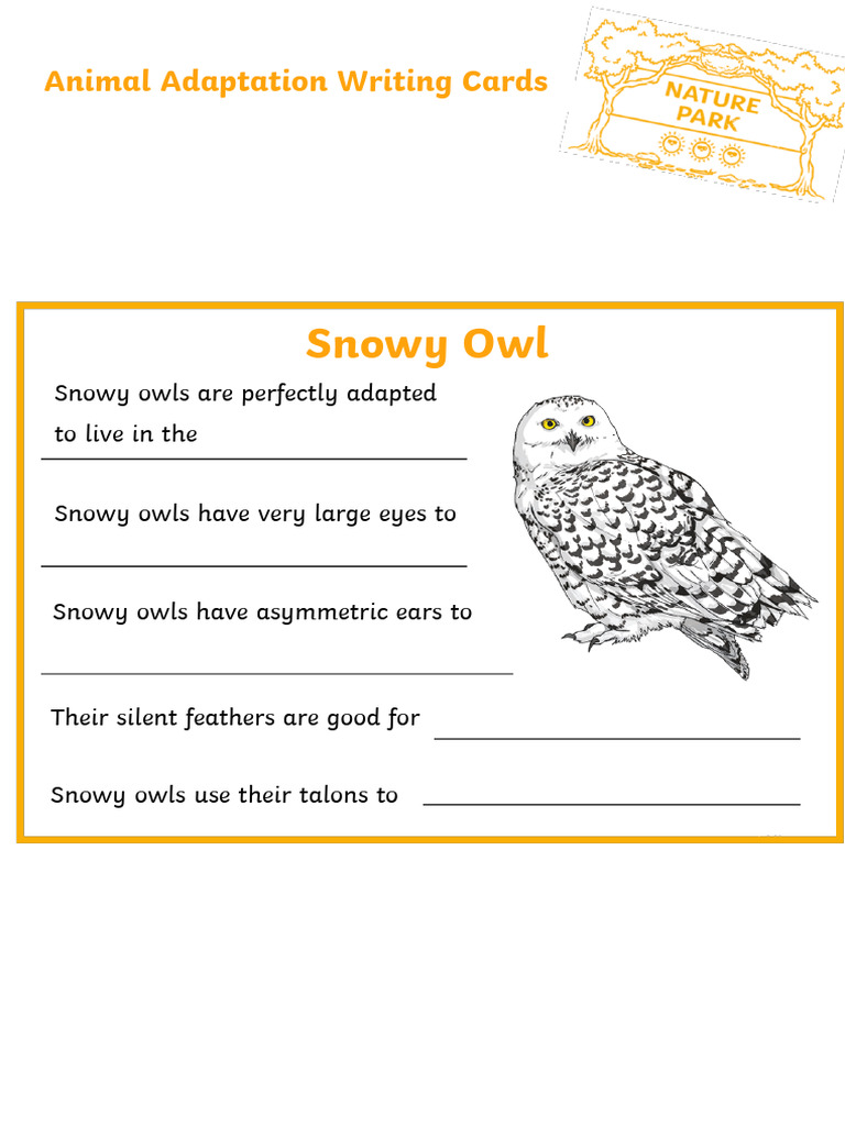 Animal Adaptations Writing Cards Editable Ver 1 | PDF
