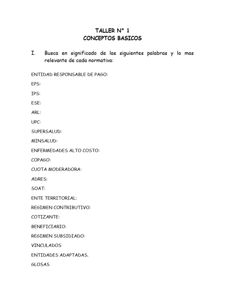 Taller # 1 Conceptos Basicos | PDF