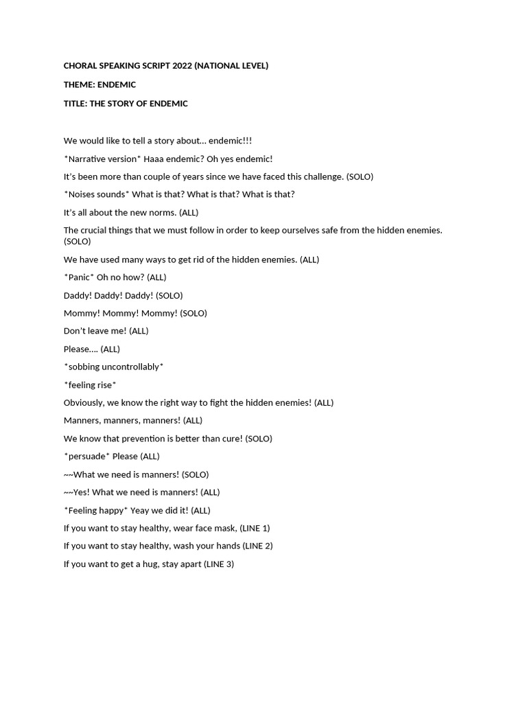 Choral Speaking Script 2022 | PDF