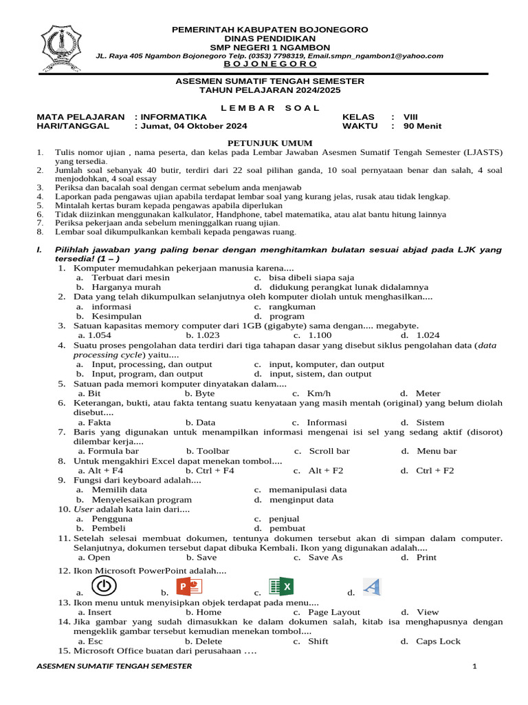 Soal Asts & Kunci Tik 8 | PDF