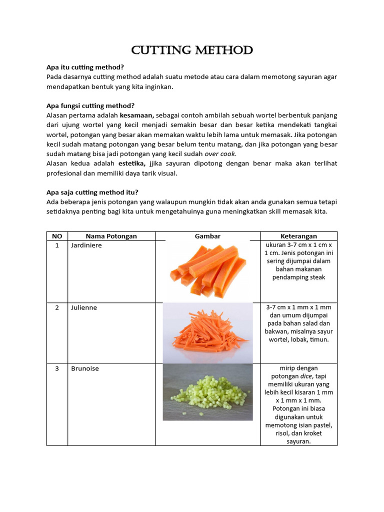 Vegetable Cutting | PDF