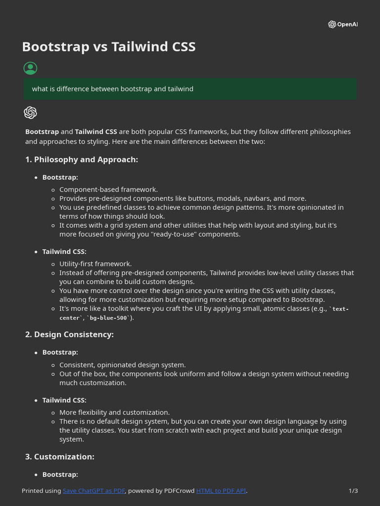 Bootstrap Vs Tailwind CSS | PDF