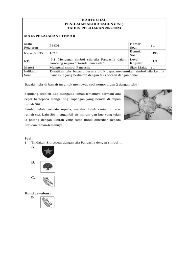 KARTU SOAL TEMA 8_ 1 | PDF